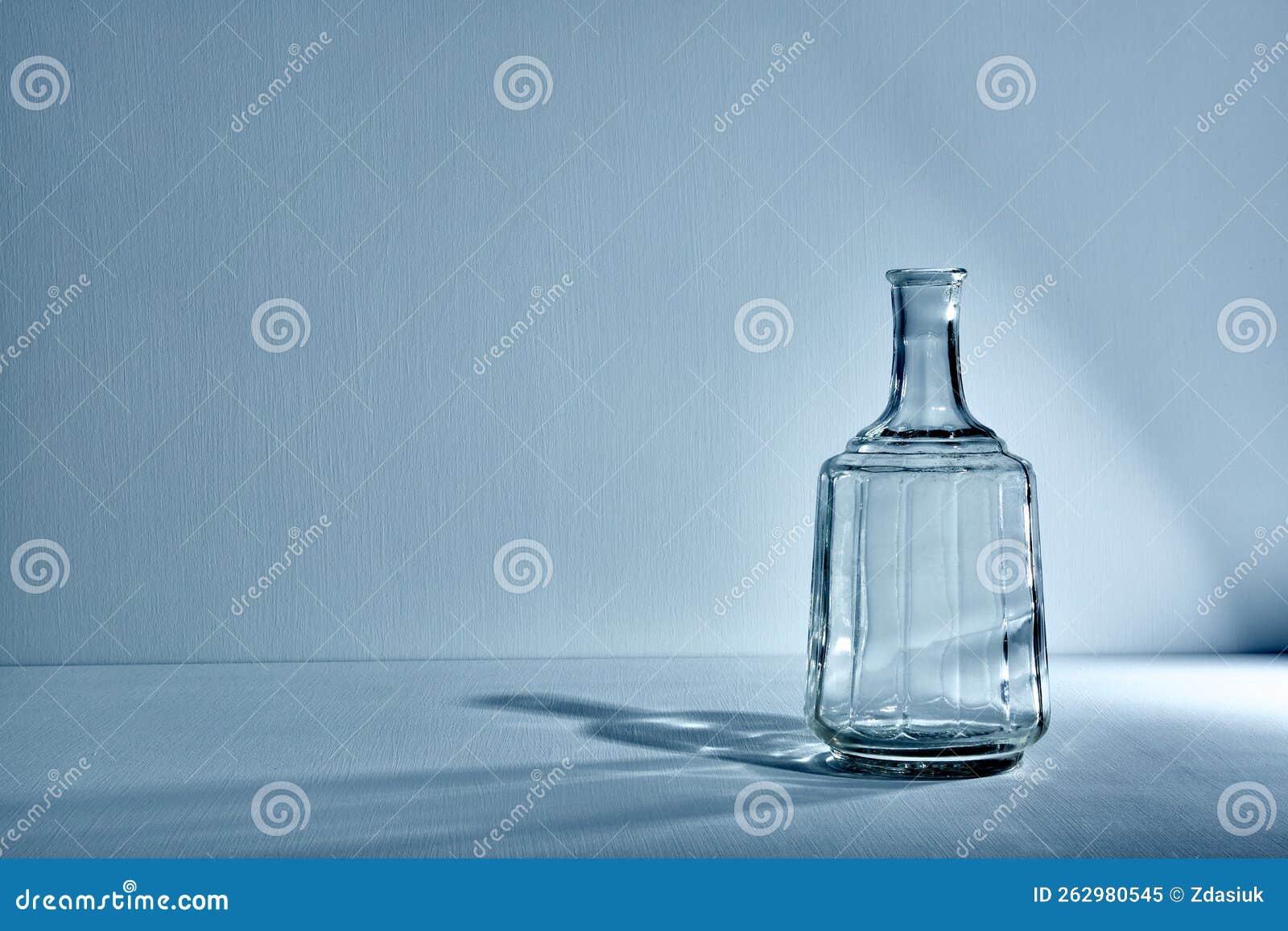 Glass Empty Open Bottle with Copy Space. Graphic Still Life with Light ...