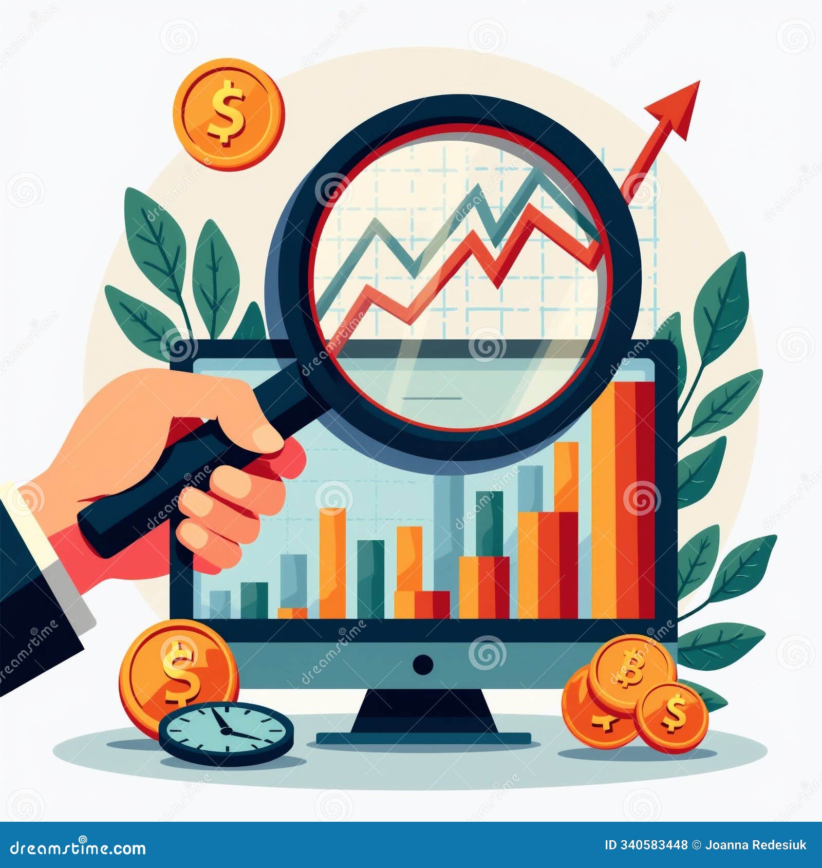 Glass Examines Colorful Bar Graphs Royalty-Free Stock Image ...