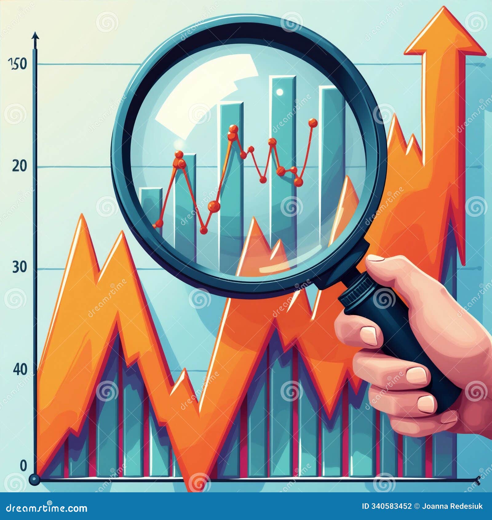 Glass Examines Colorful Bar Graphs Stock Photography | CartoonDealer ...