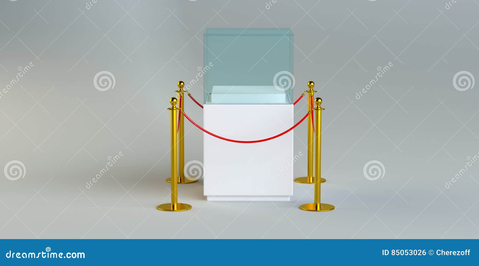 Glass Exhibition with Rope Barrier Stock Illustration - Illustration of ...