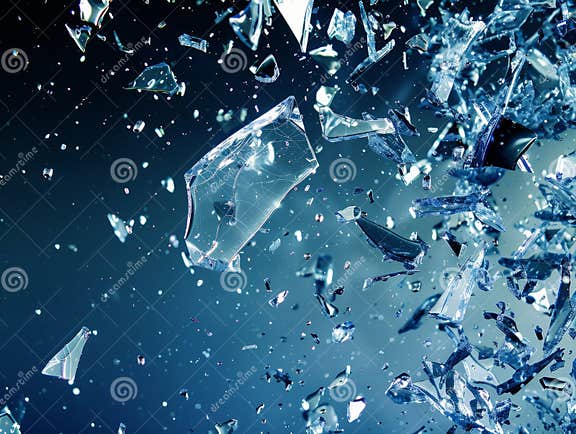 Glass Exploding in Slow Motion, with Fragments Suspended in Mid-air ...