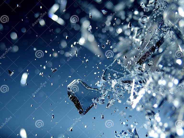 Glass Exploding in Slow Motion, with Fragments Suspended in Mid-air ...