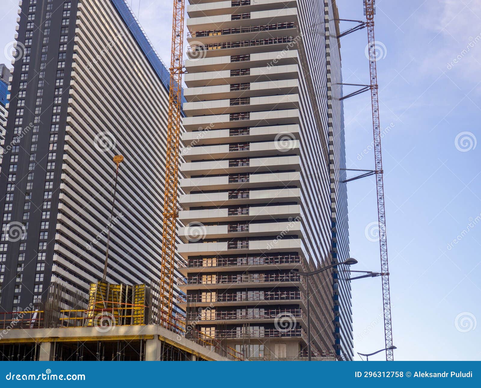Glass Facade of a House Under Construction with Open Windows. Windows ...