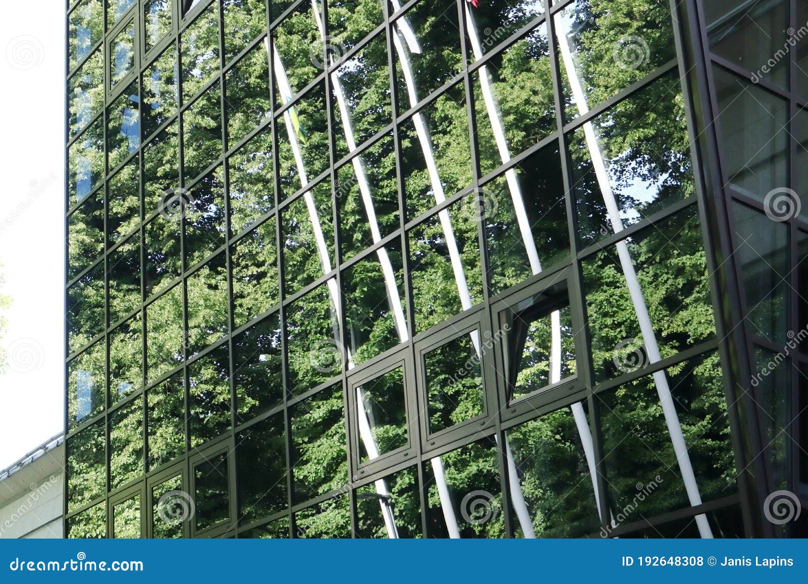 Glass facade in the park. stock photo. Image of landscape - 192648308