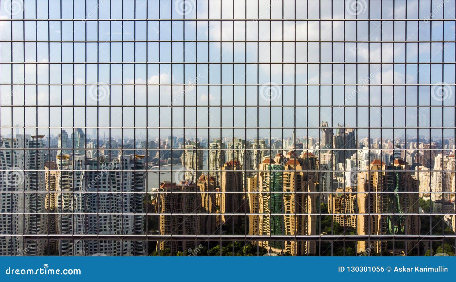 Glass Facade and Reflection of Skyline of Modern City. Stock Photo ...