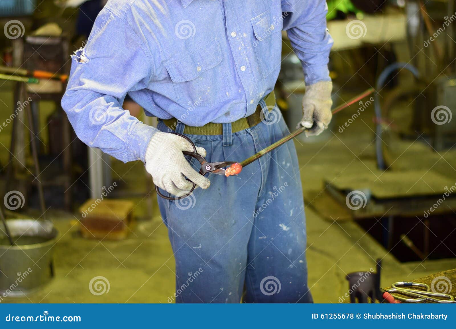 Glass Factory Worker stock photo. Image of tools, tool - 61255678