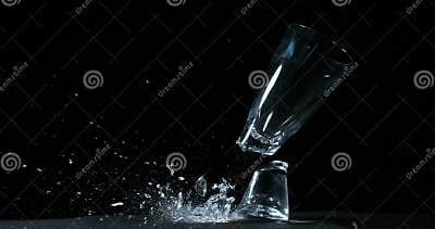 Glass Falling and Exploding on Black Background Stock Photo - Image of ...