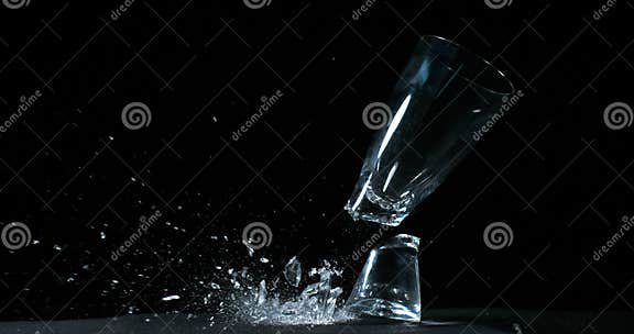 Glass Falling and Exploding on Black Background Stock Photo - Image of ...