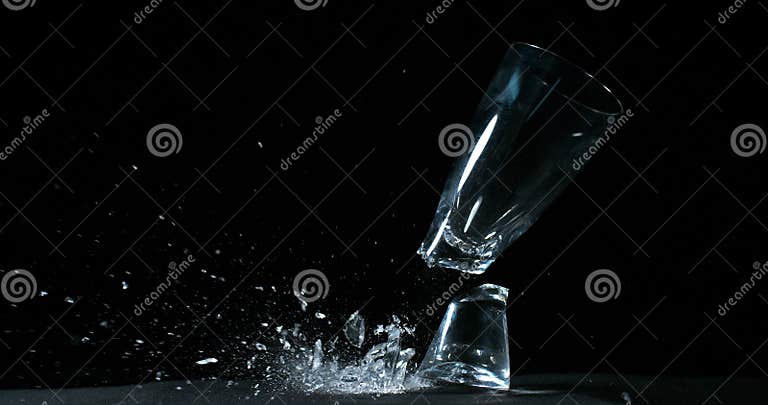 Glass Falling and Exploding on Black Background Stock Photo - Image of ...