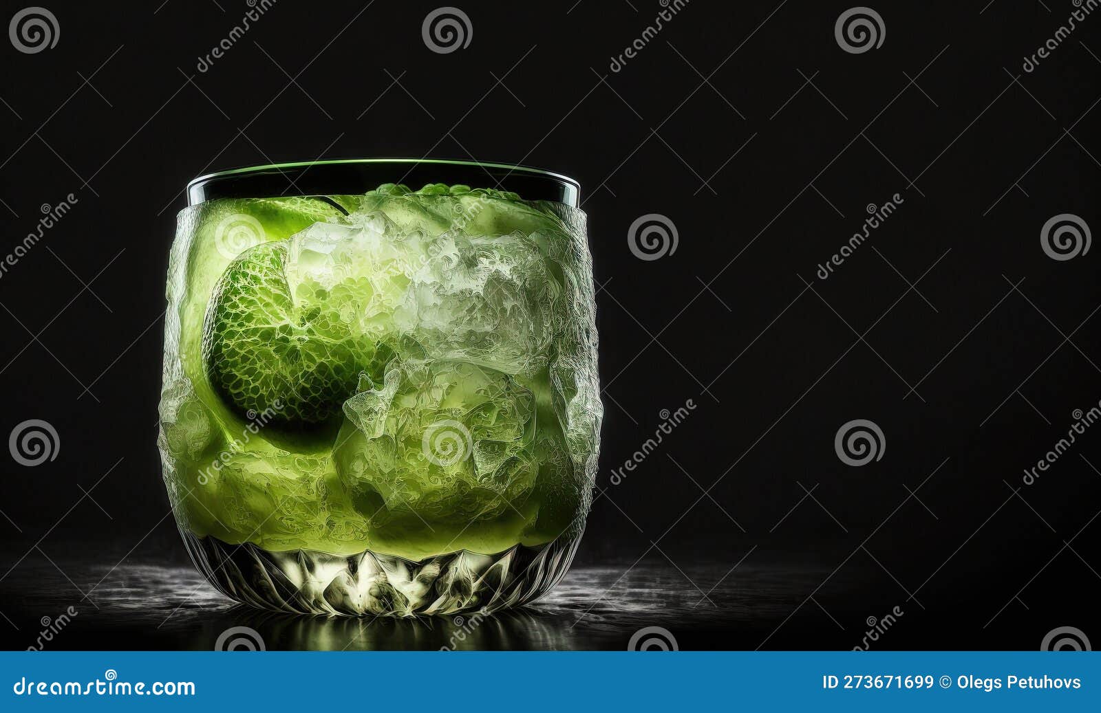 A Glass Filled with Ice and a Green Fruit Inside of it Stock ...
