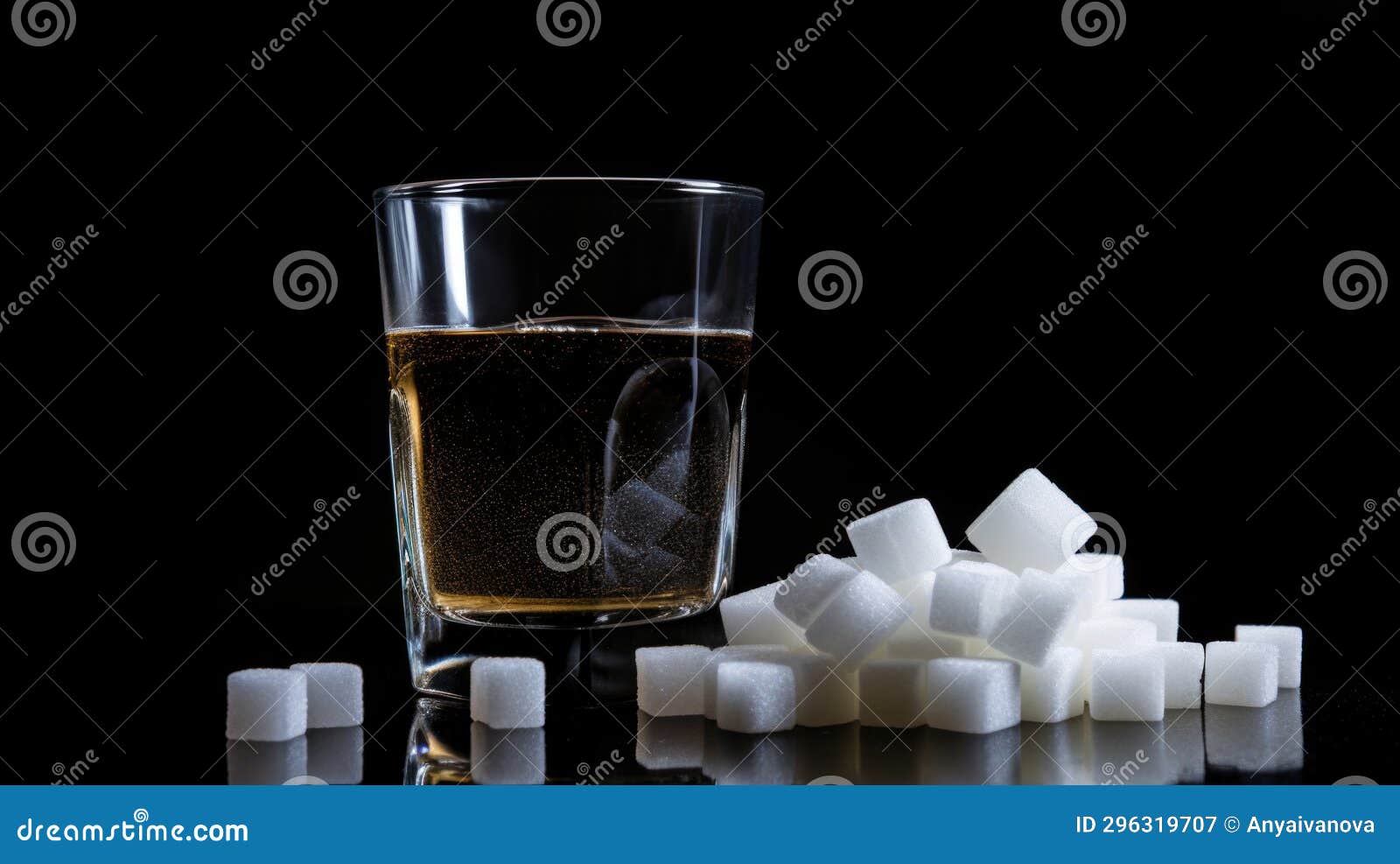 A Glass Filled with Liquid and Cubes of Sugar Stock Image - Image of ...