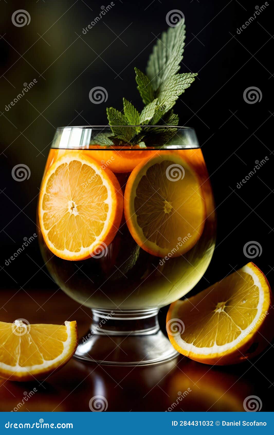 A Glass Filled with Liquid and Sliced Oranges. Generative AI Stock ...