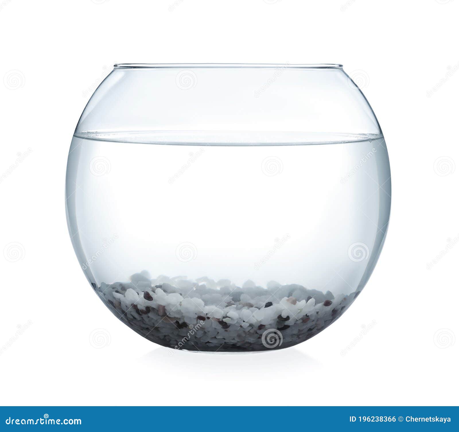 Glass Fish Bowl with Clear Water and Pebble Isolated on White Stock ...