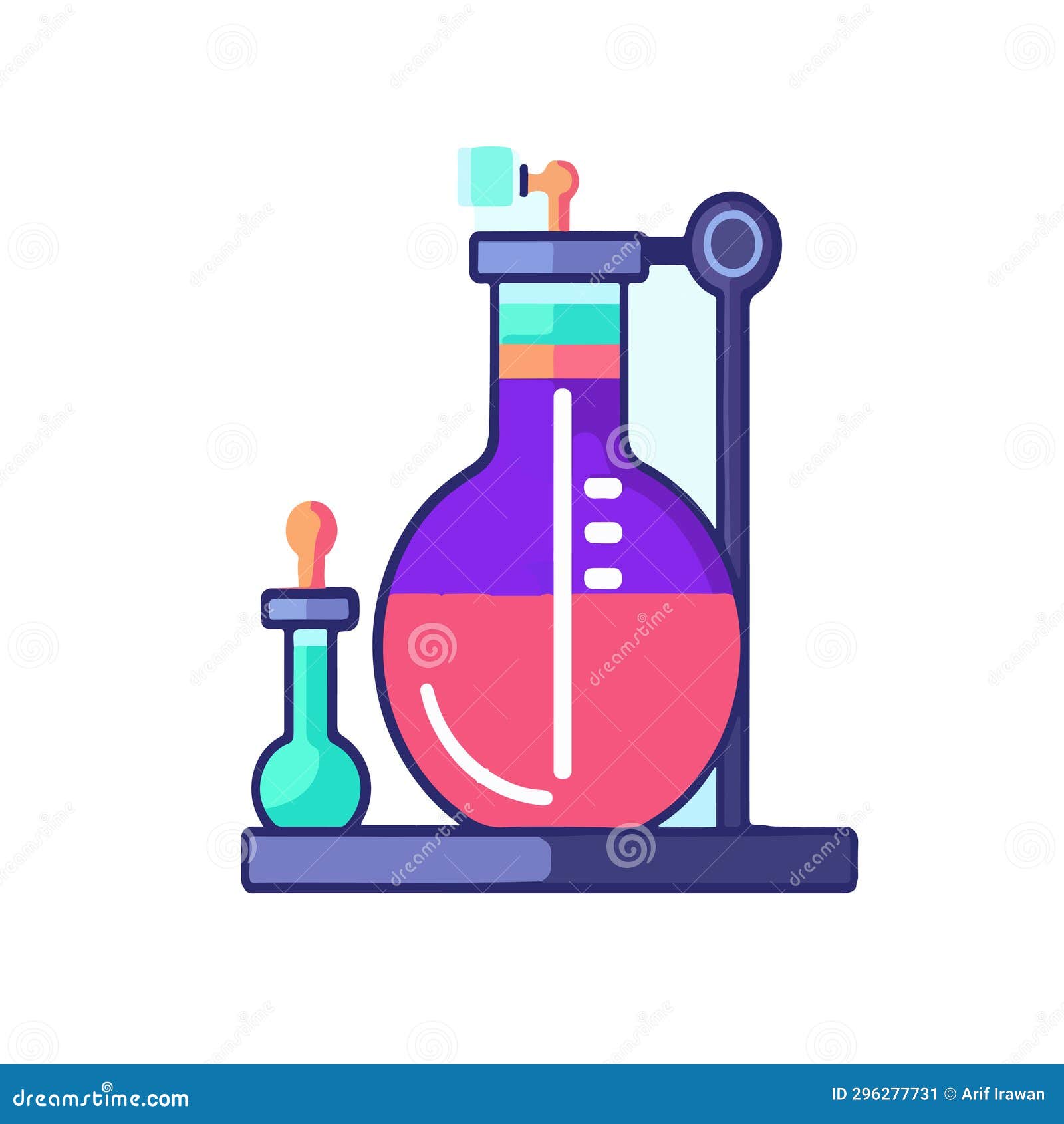 GLASS FLASK EXPERIMENT LAB ILLUSTRATION FLAT Stock Illustration ...