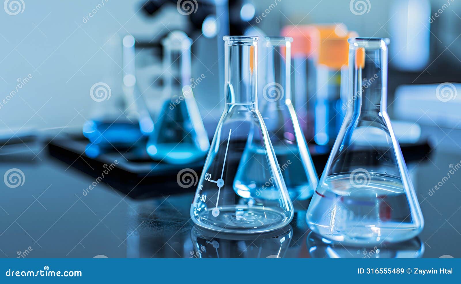 Glass Flask in Science Laboratory Background Stock Illustration ...