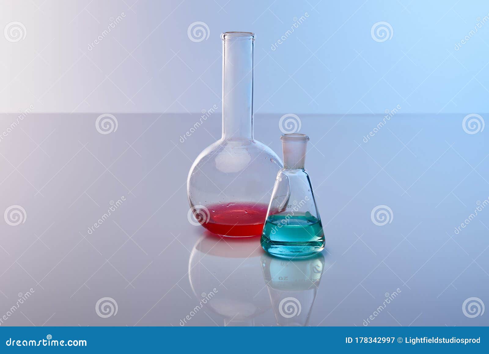 Flasks with Colorful Blue and Red Stock Image - Image of color ...