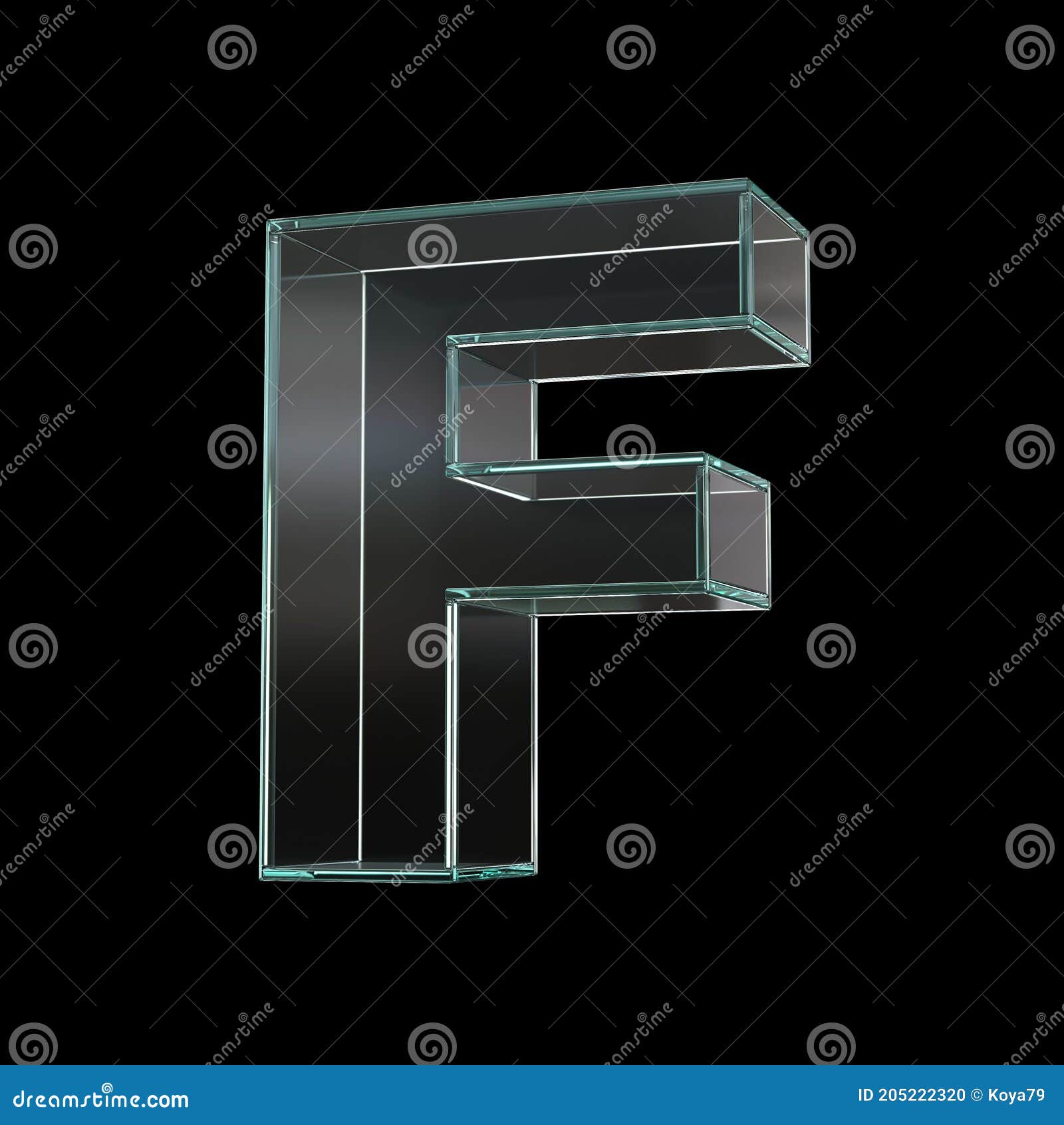Glass Font 3d Rendering, Letter F Stock Illustration - Illustration of ...