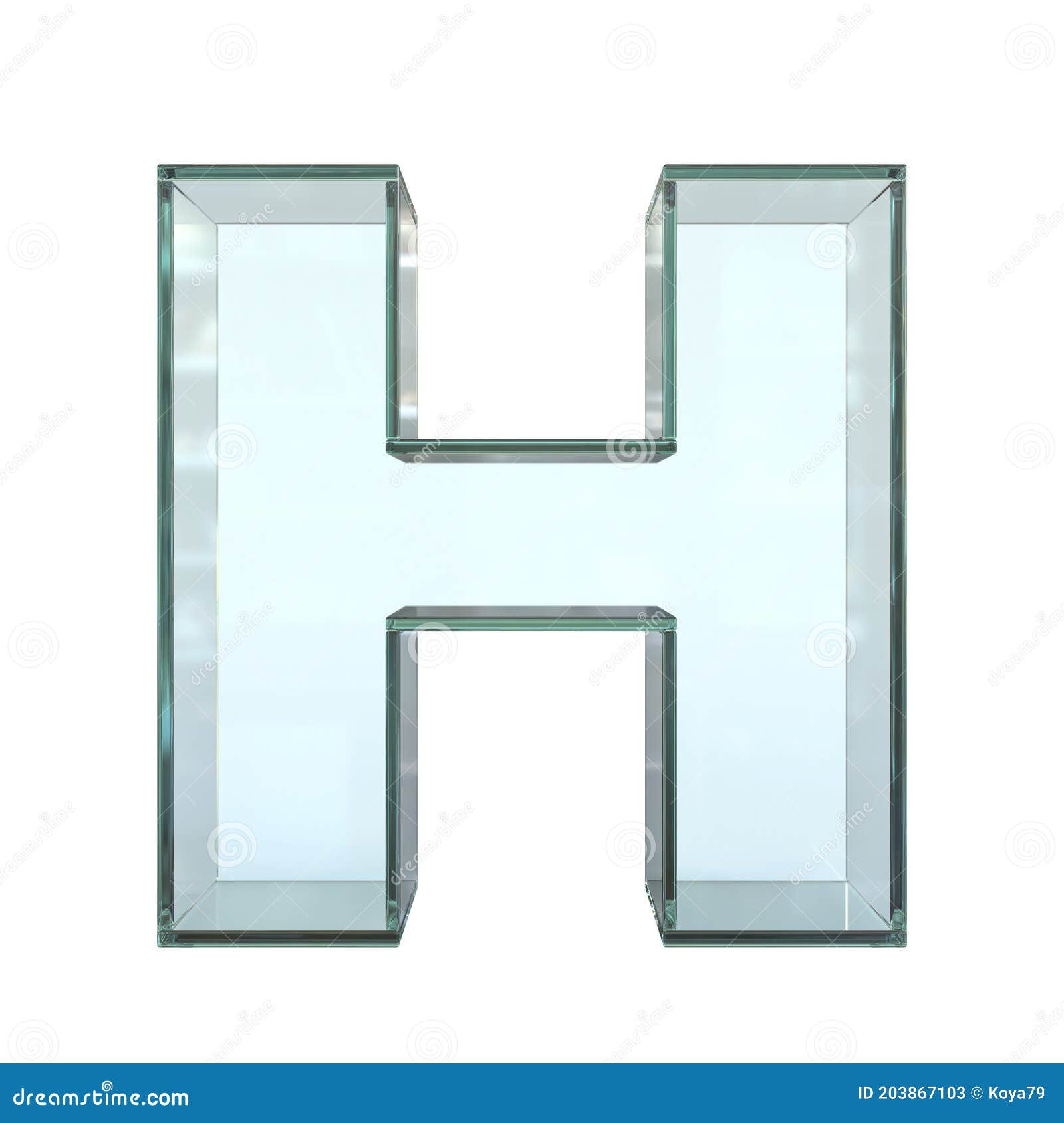 Glass Font 3d Rendering, Letter H Stock Illustration - Illustration of ...
