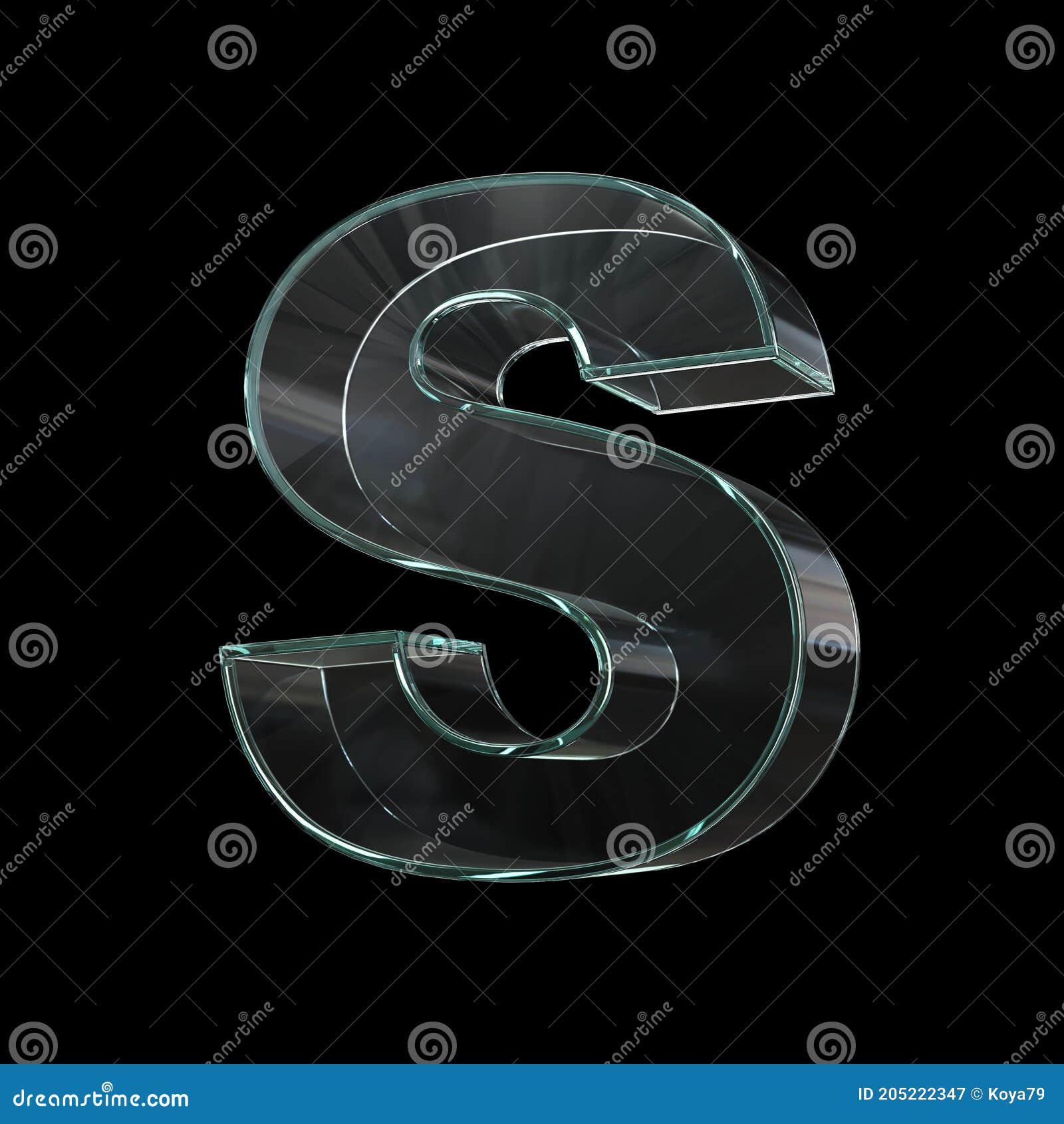 Glass Font 3d Rendering, Letter S Stock Illustration - Illustration of ...