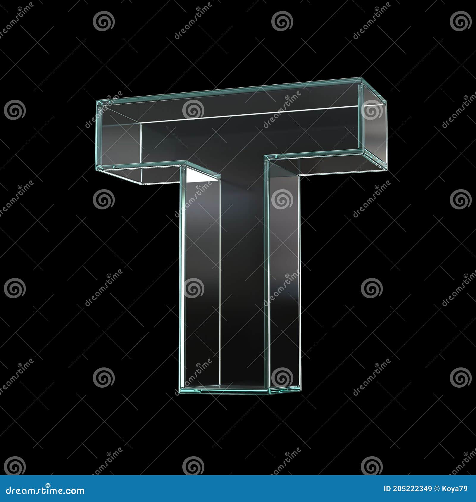 Glass Font 3d Rendering, Letter T Stock Illustration - Illustration of ...