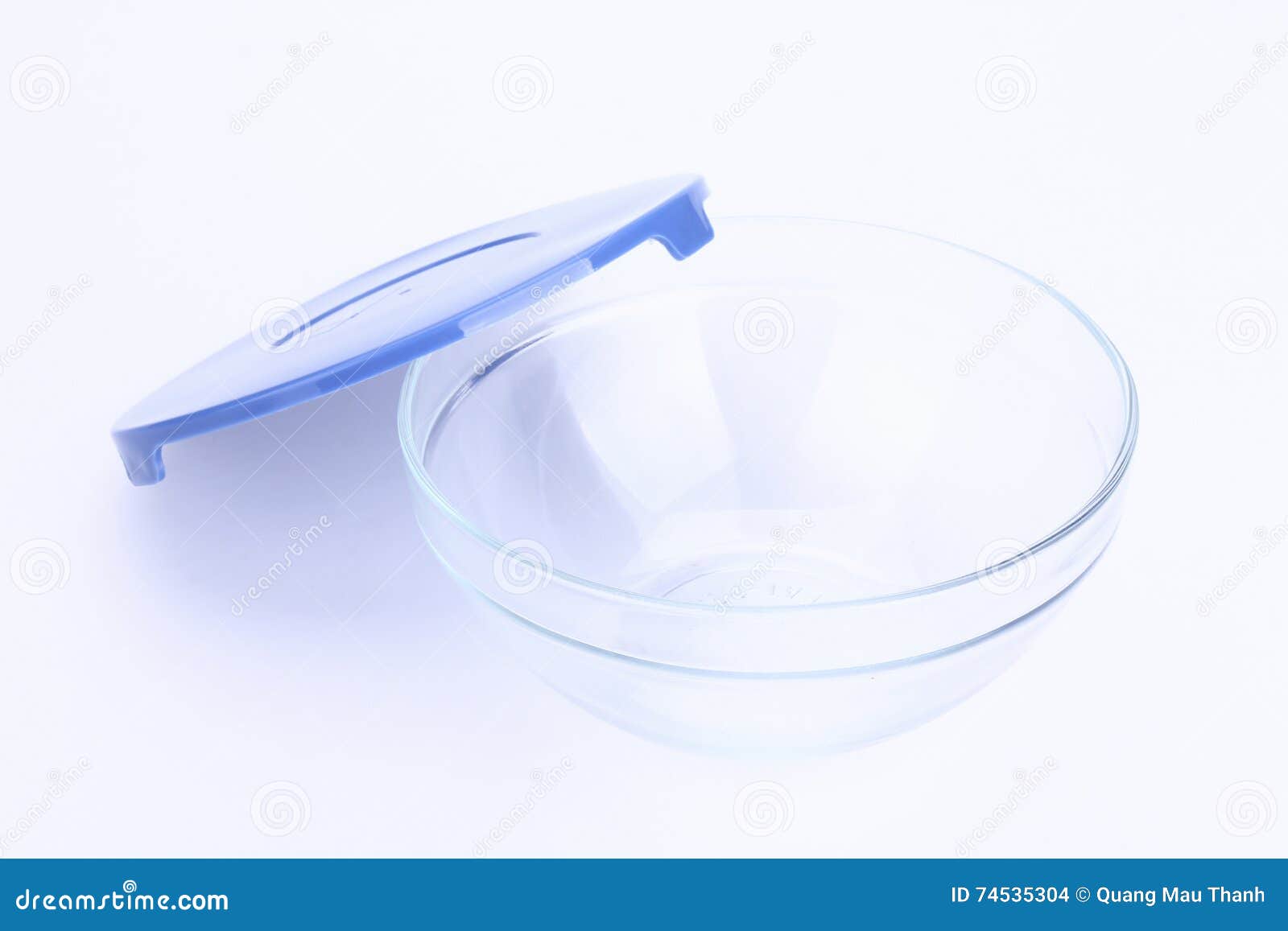 Glass Food Container with Blue Plastic Lid Isolated on White Background ...