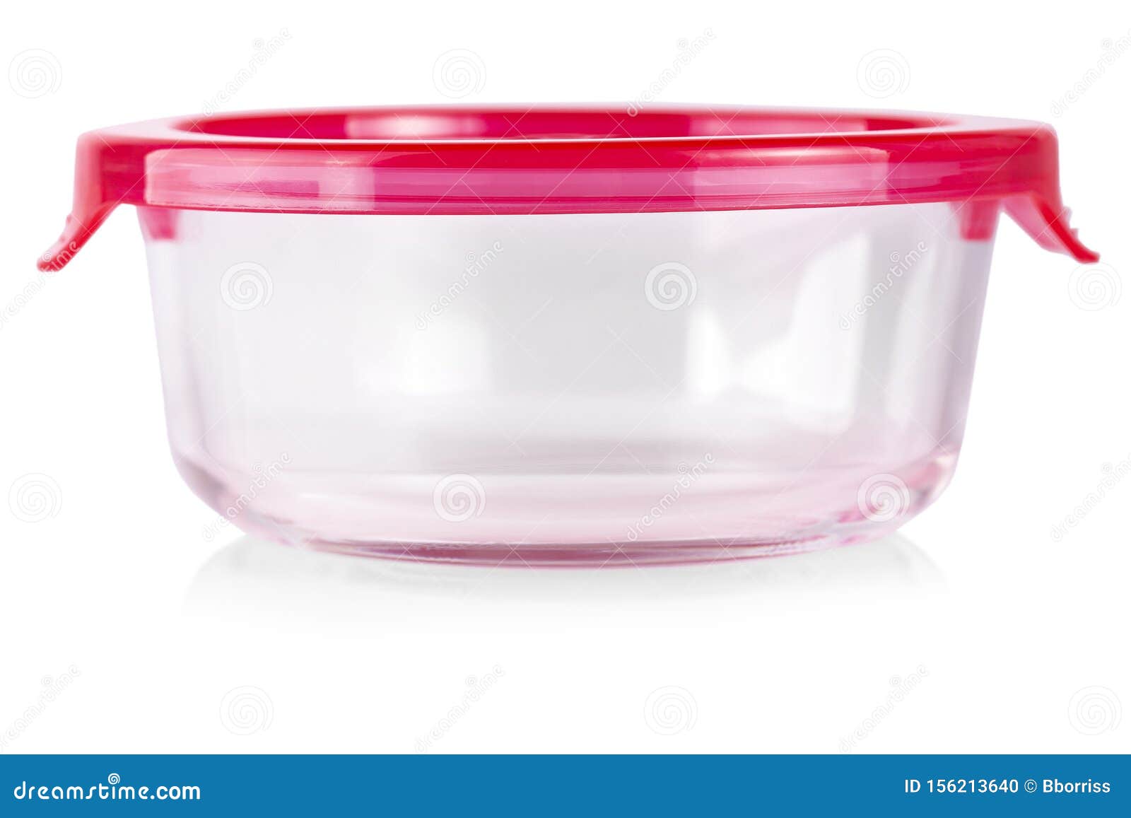 The Glass Food Container with Red Plastic Lid Stock Photo - Image of ...