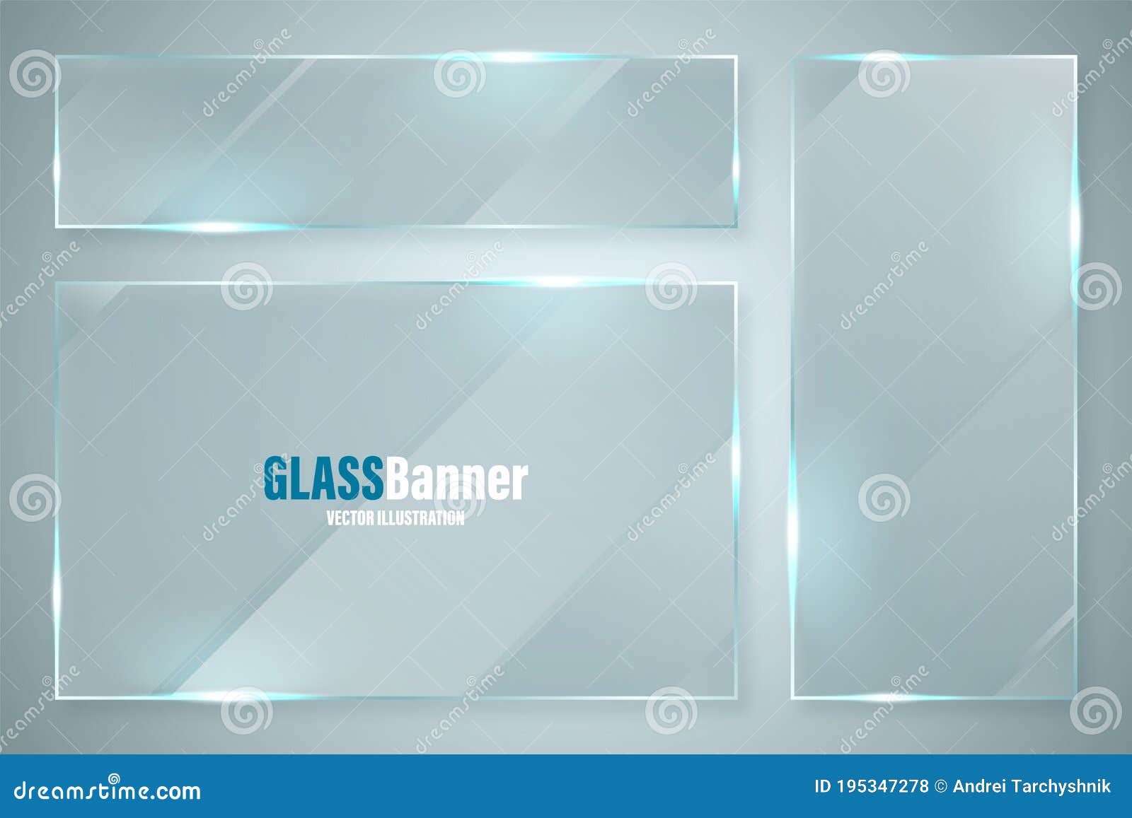 Glass Frame. Realistic Glossy Transparent Glass Banner with Glare ...