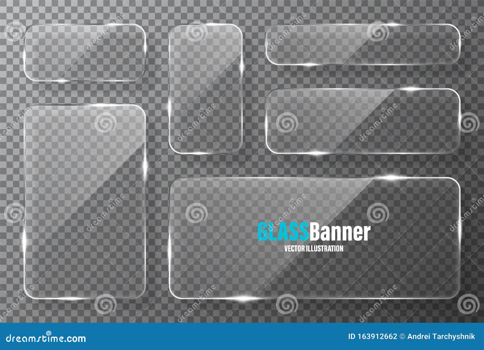 Glass Frames Collection. Realistic Transparent Glass Banner with Glare ...