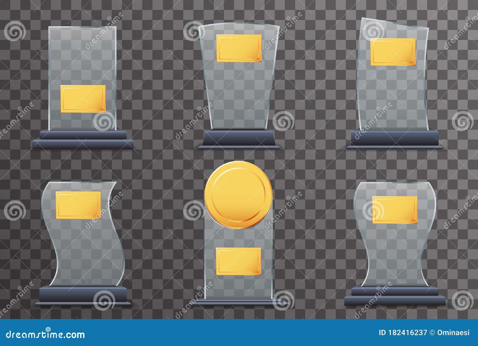 Glass Frames with Gold Inserts Trophy Award Decoration Office Plastic ...