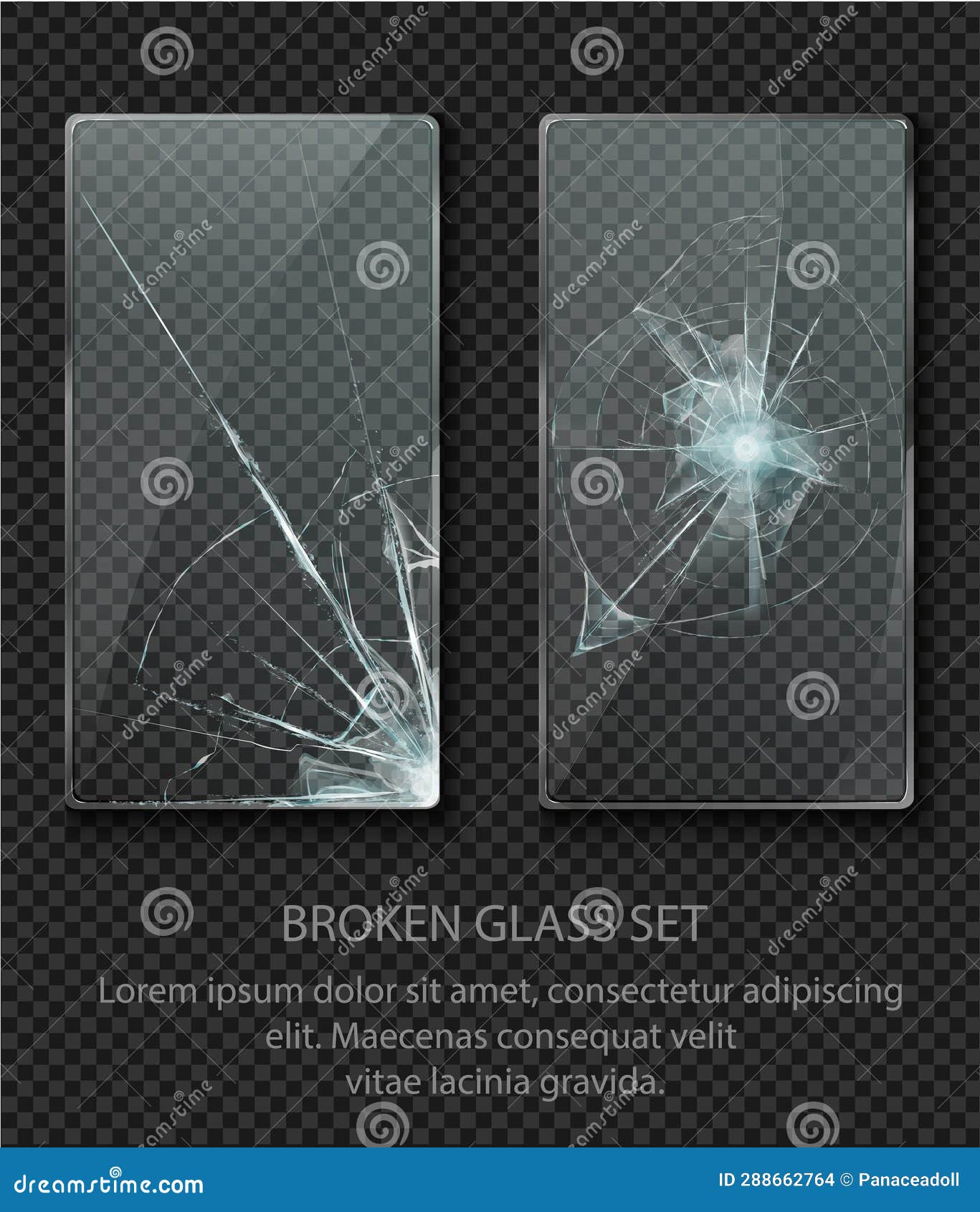 Glass Framework, Broken Glass Set Stock Vector - Illustration of ...