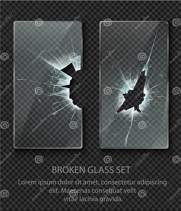 Glass Framework, Broken Glass Set Stock Vector - Illustration of screen ...