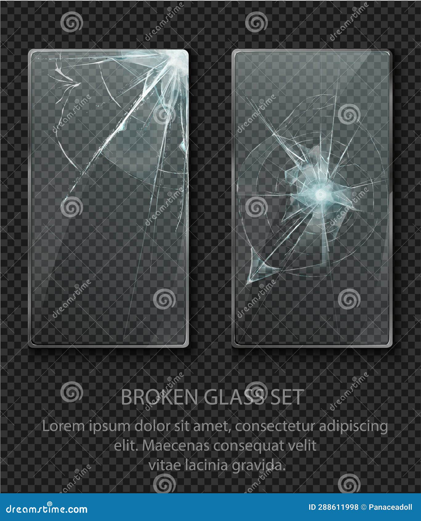 Glass Framework, Broken Glass Set Stock Vector - Illustration of damage, crack: 288611998