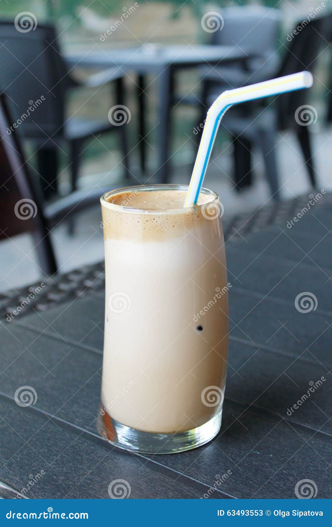 Glass of Frappe Coffee stock image. Image of chair, leisure - 63493553