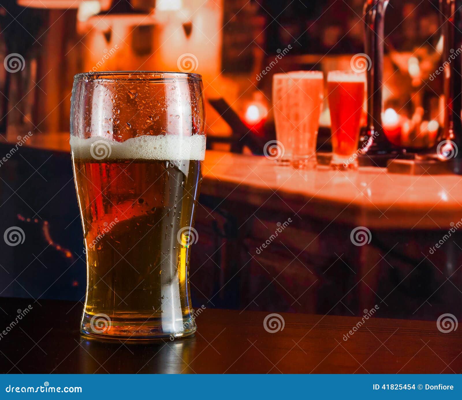 Glass of Fresh Beer on Wood Table Stock Photo - Image of bokeh, frosty ...