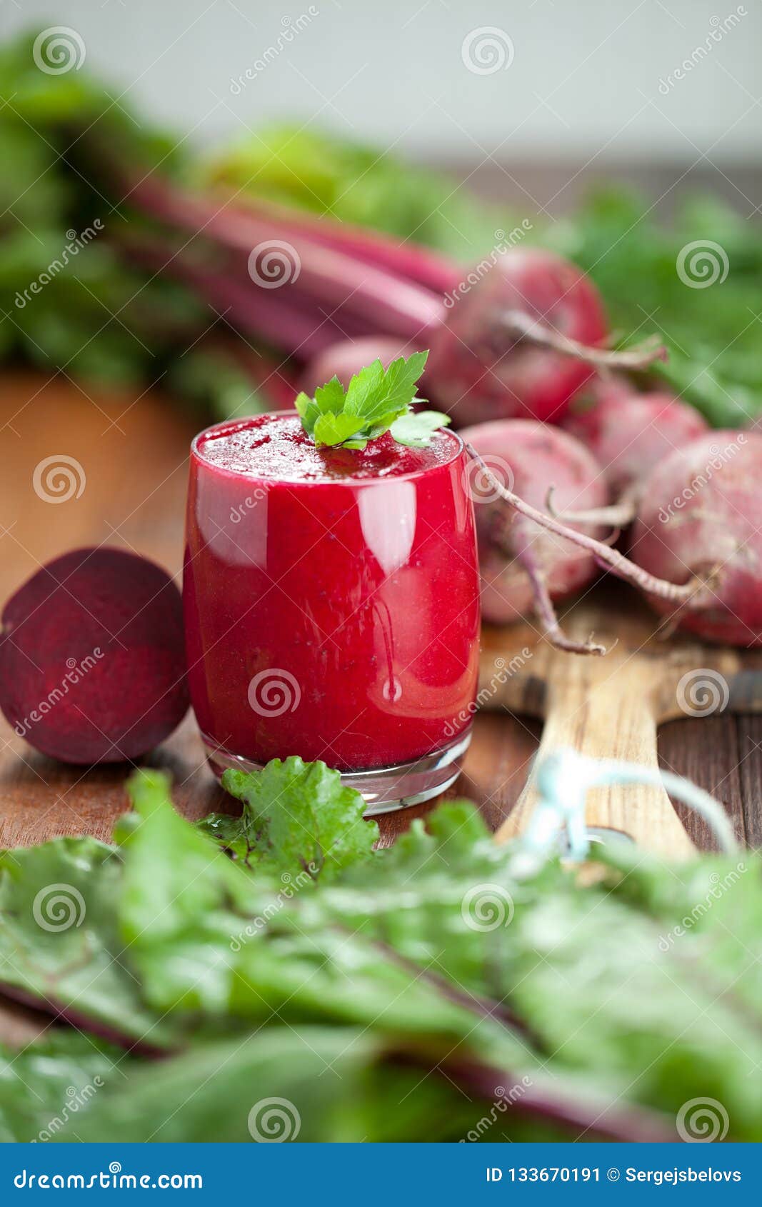 Glass of Fresh Beetroot Juice with Bets on Wooden Table. Stock Image ...
