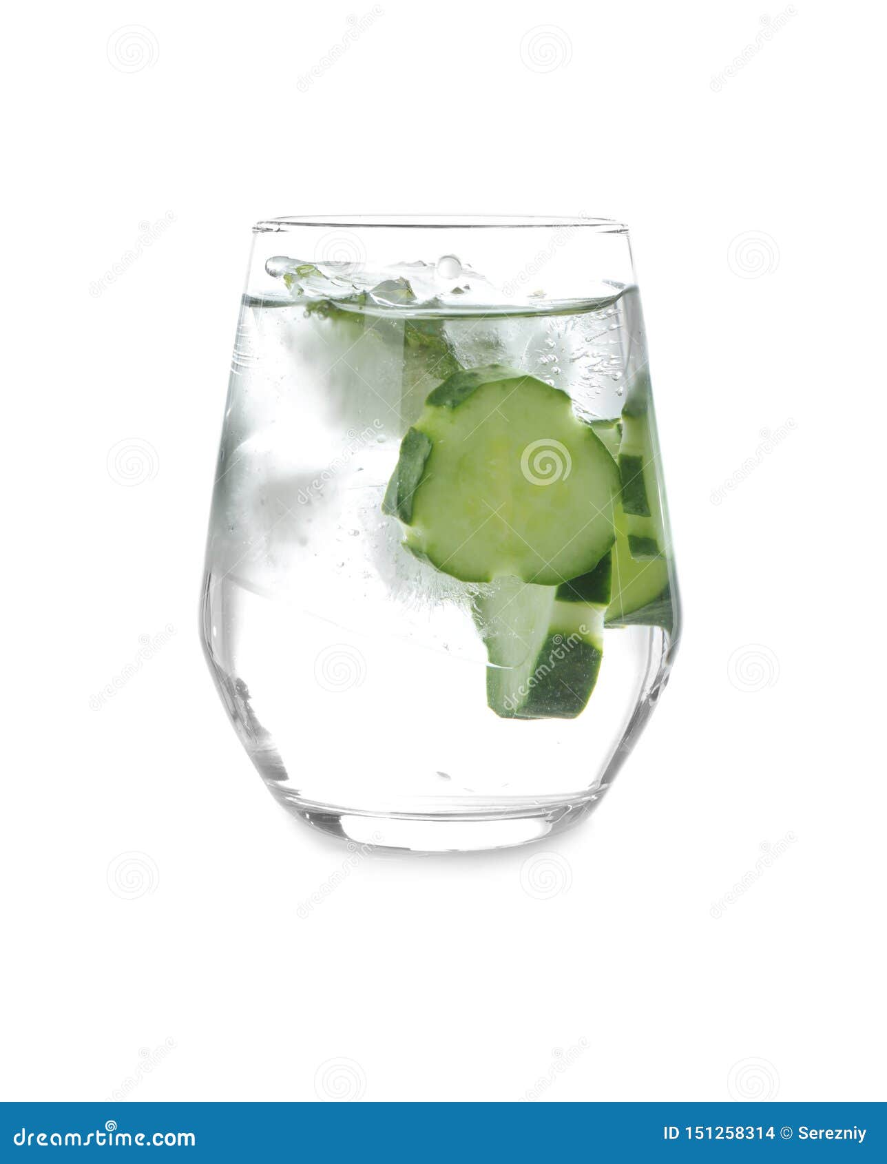 Glass of Fresh Cucumber Water on White Background Stock Photo - Image ...