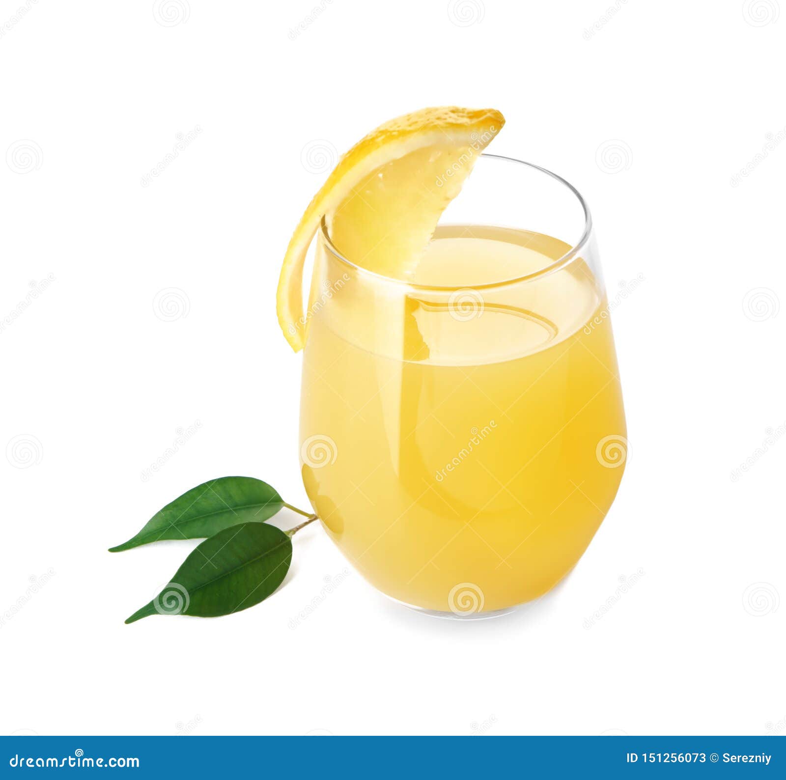 Glass of Fresh Lemon Juice on White Background Stock Image - Image of ...