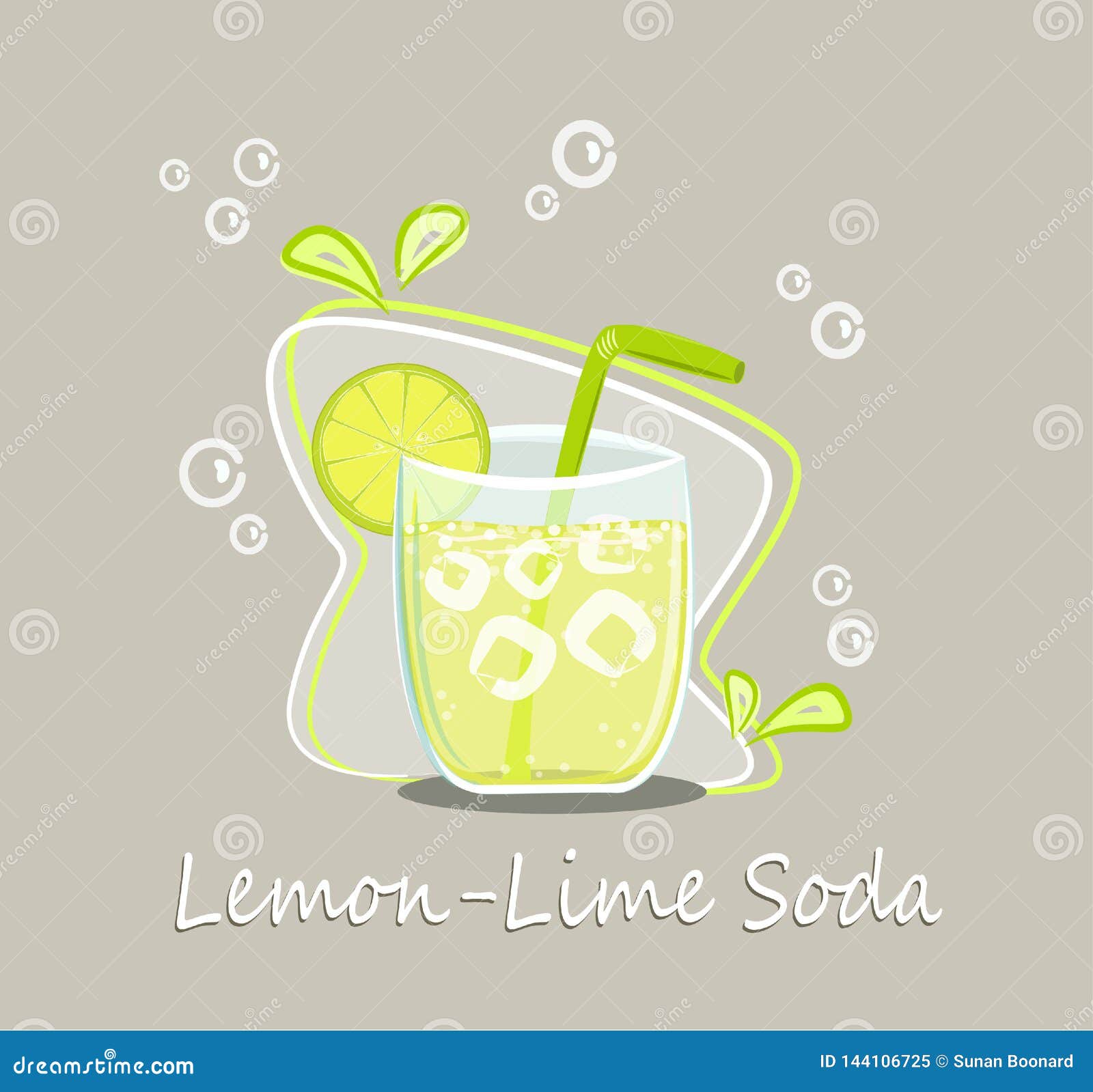 A Glass of Fresh Lime Soda and Lime. Stock Vector - Illustration of ...