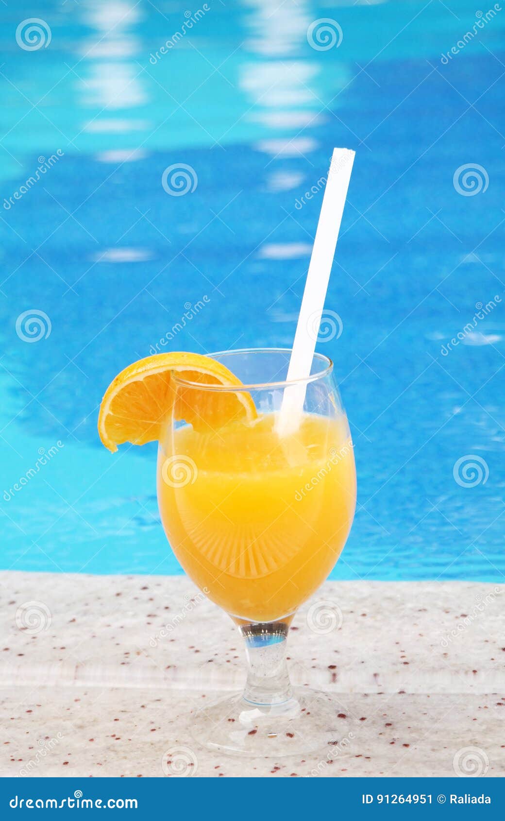 Glass of Fresh Orange Juice Near the Pool Stock Image - Image of juice ...