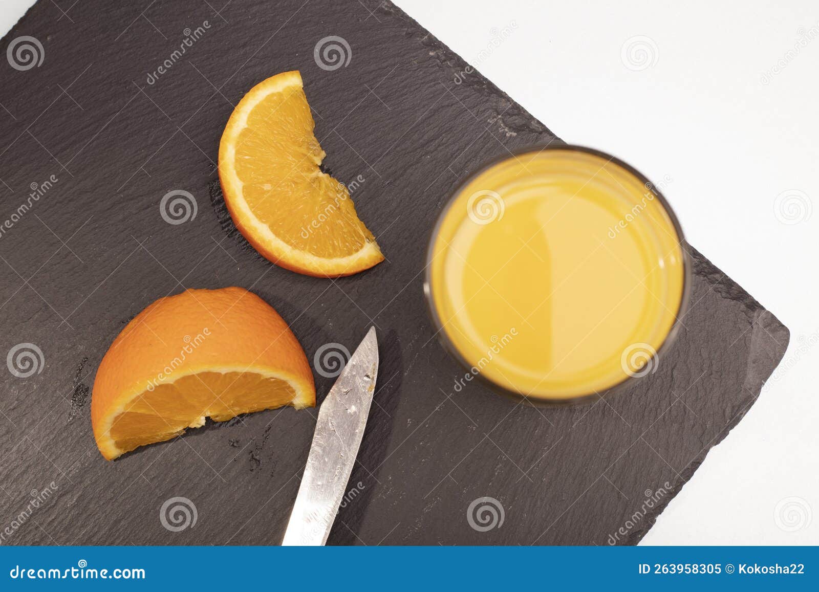 Glass of Fresh Orange Juice on White Table Stock Image - Image of ...