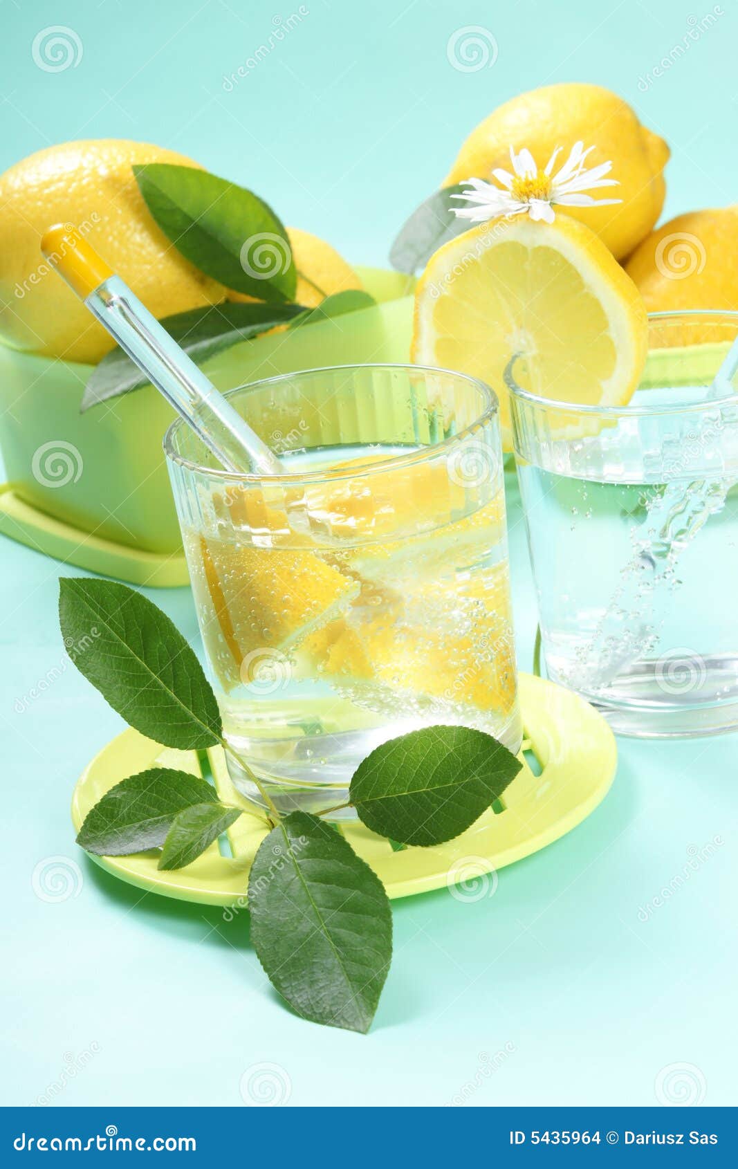 Glass of Fresh Water with Lemon Stock Photo - Image of refreshment ...