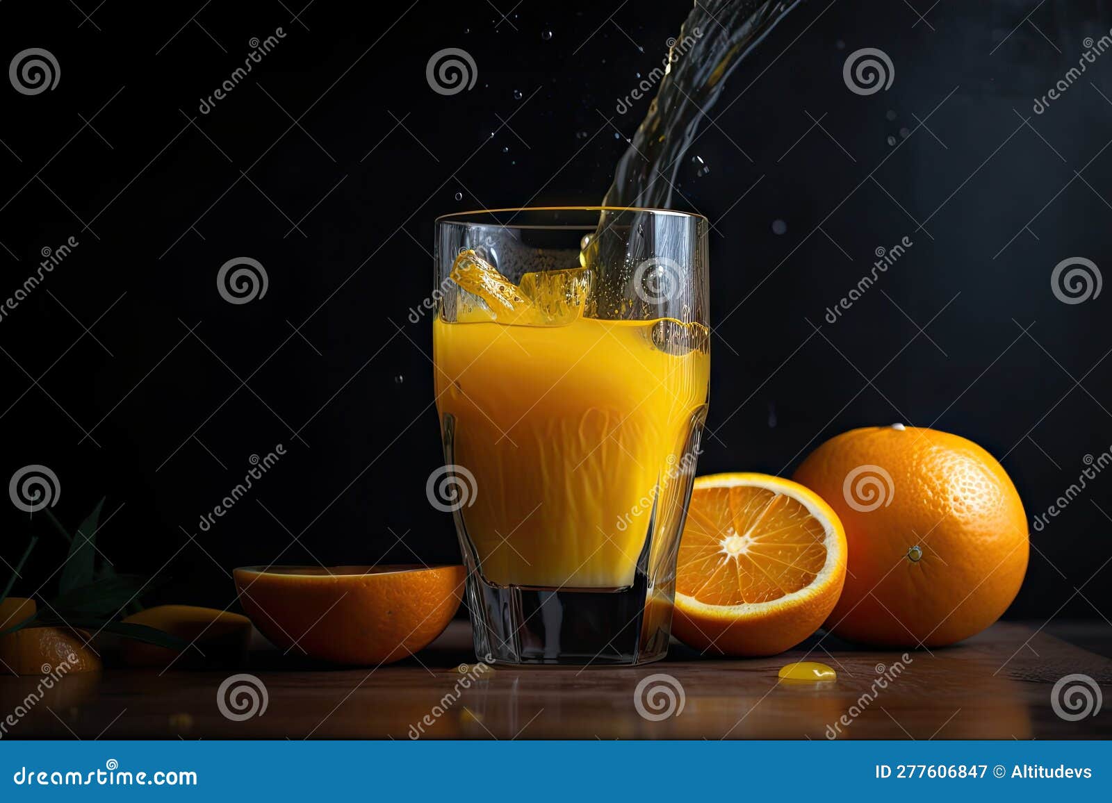 Glass of Freshly Squeezed Orange Juice with a Splash of Lemon Stock ...