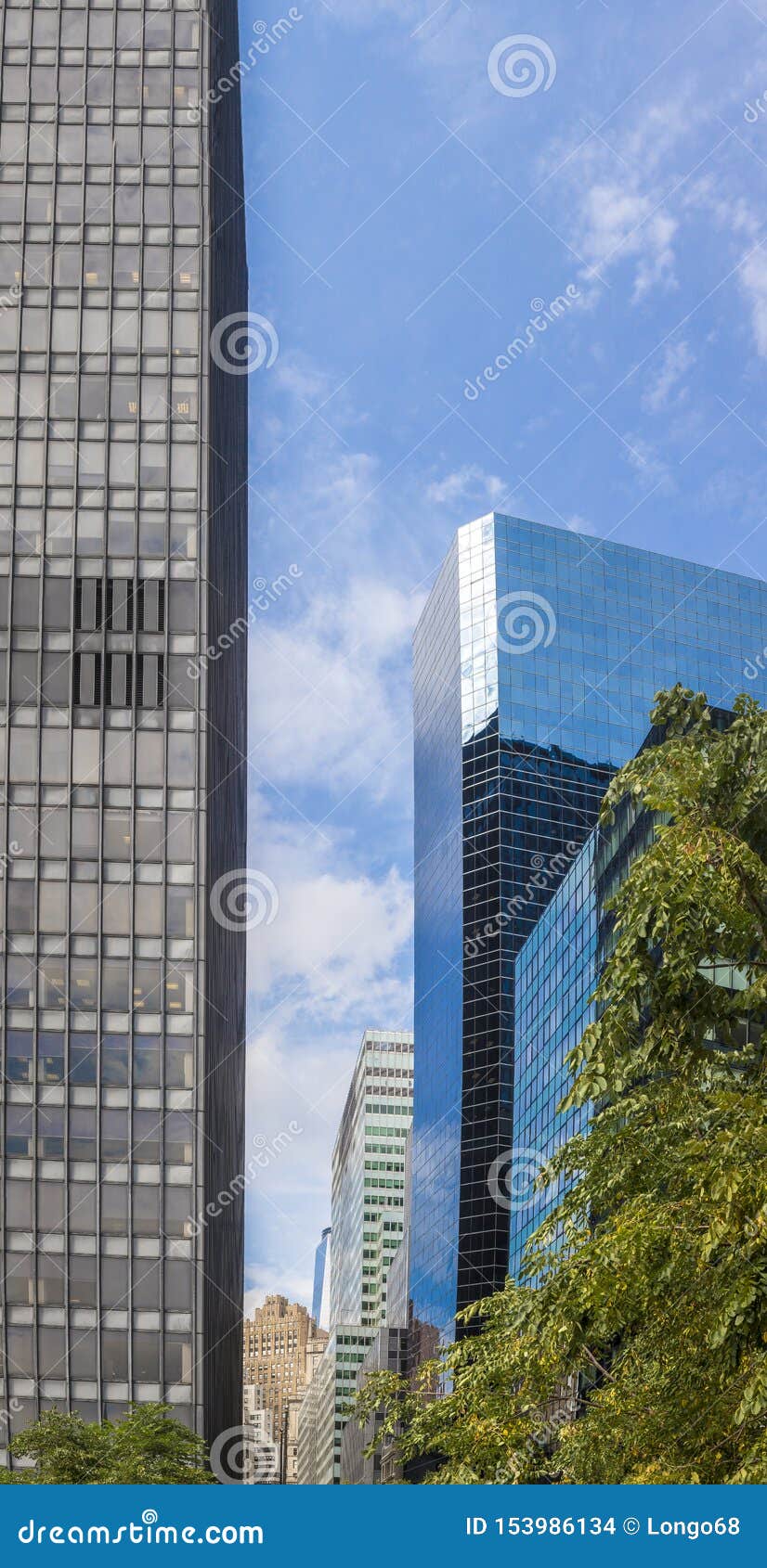 Glass Front of Modern Buildings in Manhattan Stock Photo - Image of ...
