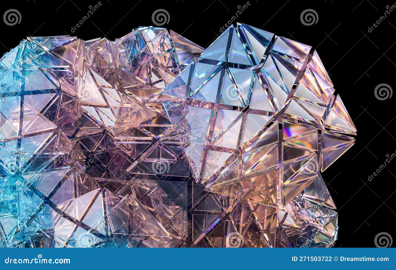 Glass Geometries with Dispersion Colors, 3d Rendering Stock ...