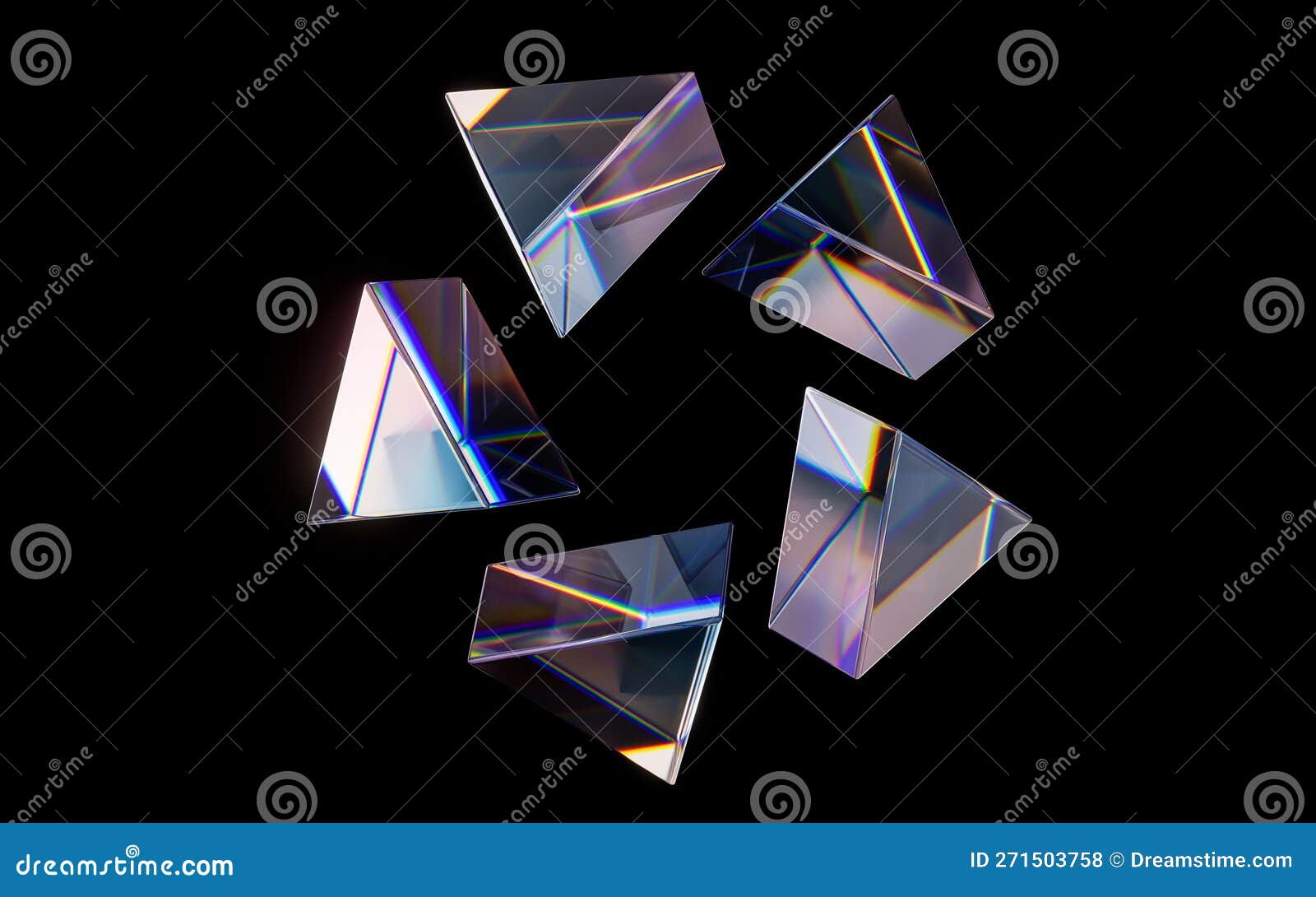 Glass Geometries with Dispersion Colors, 3d Rendering Stock ...