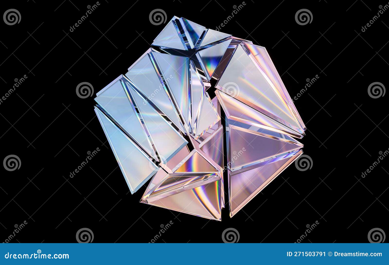 Glass Geometries with Dispersion Colors, 3d Rendering Stock ...