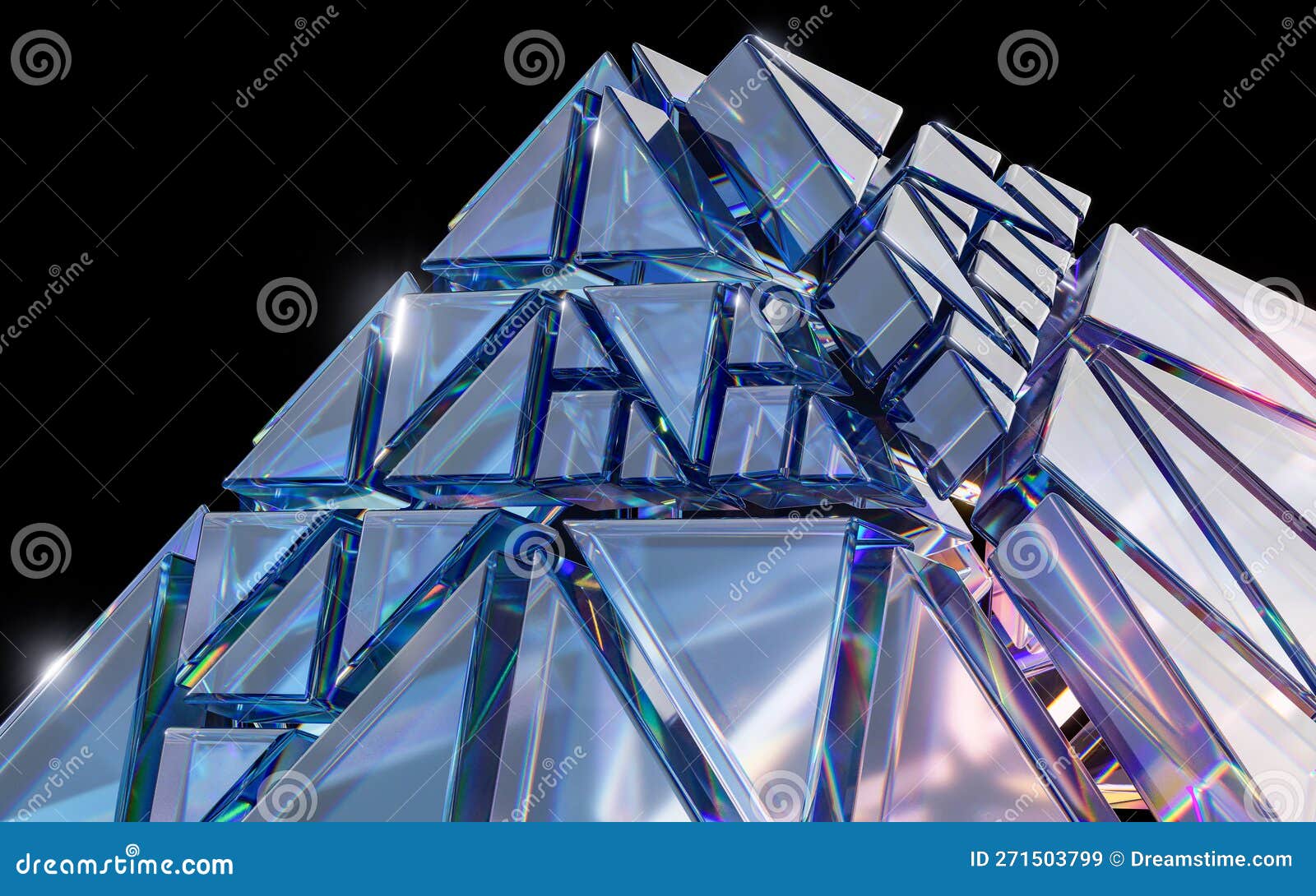 Glass Geometries with Dispersion Colors, 3d Rendering Stock ...