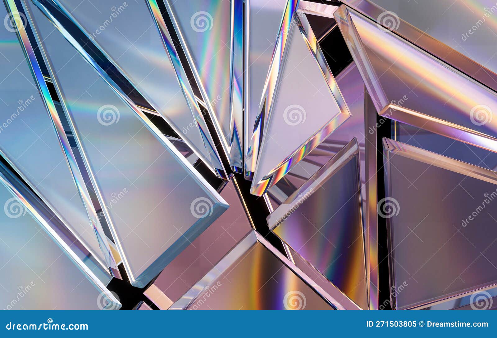 Glass Geometries with Dispersion Colors, 3d Rendering Stock ...