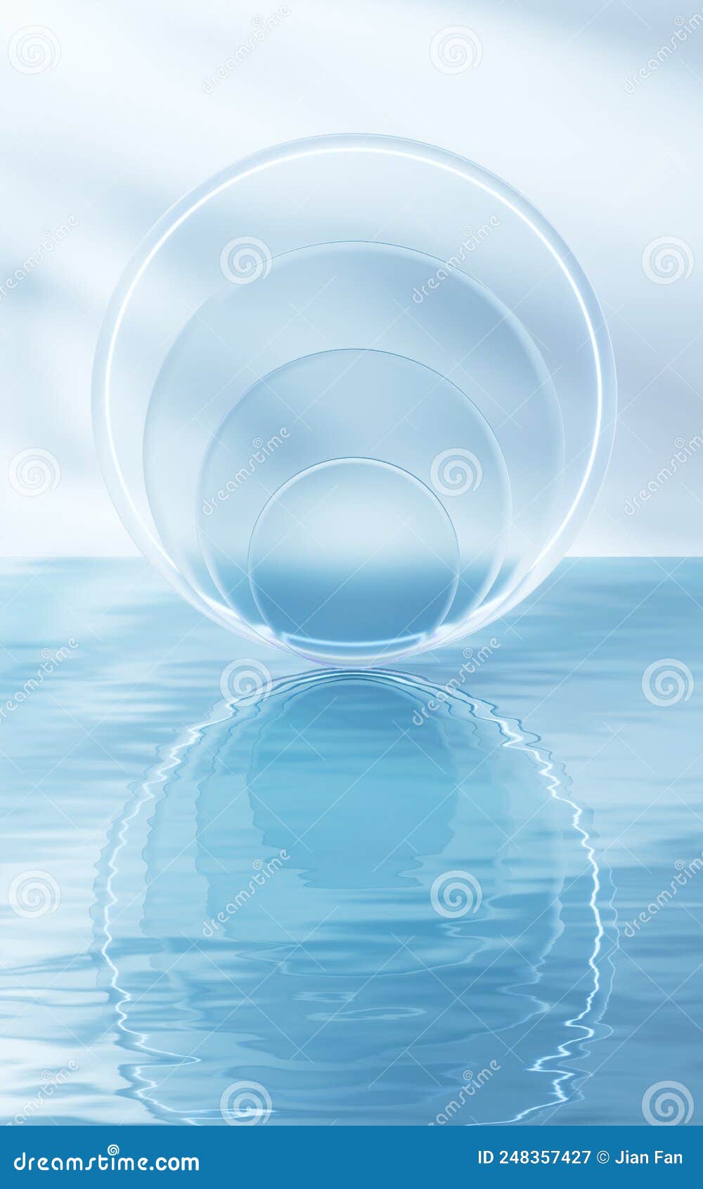 Glass Geometry on the Water Surface, 3d Rendering Stock Illustration ...