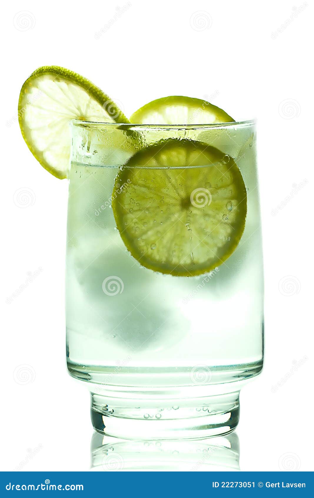 Glass of Gin and Tonic with Ice Lime Slice Stock Image - Image of ...